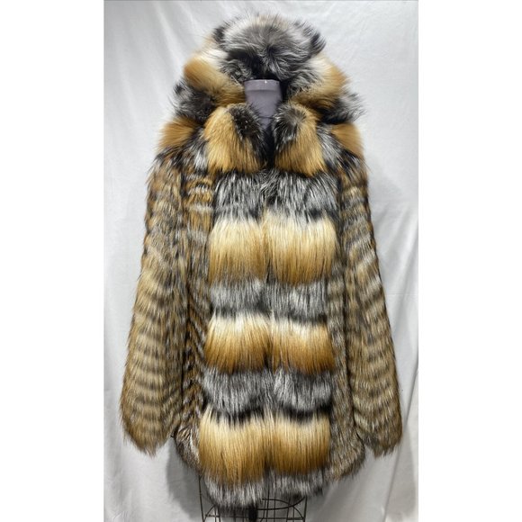 Fox | Jackets & Coats | Golden Red Silver Fox Jacket Vest Natural Zip ...